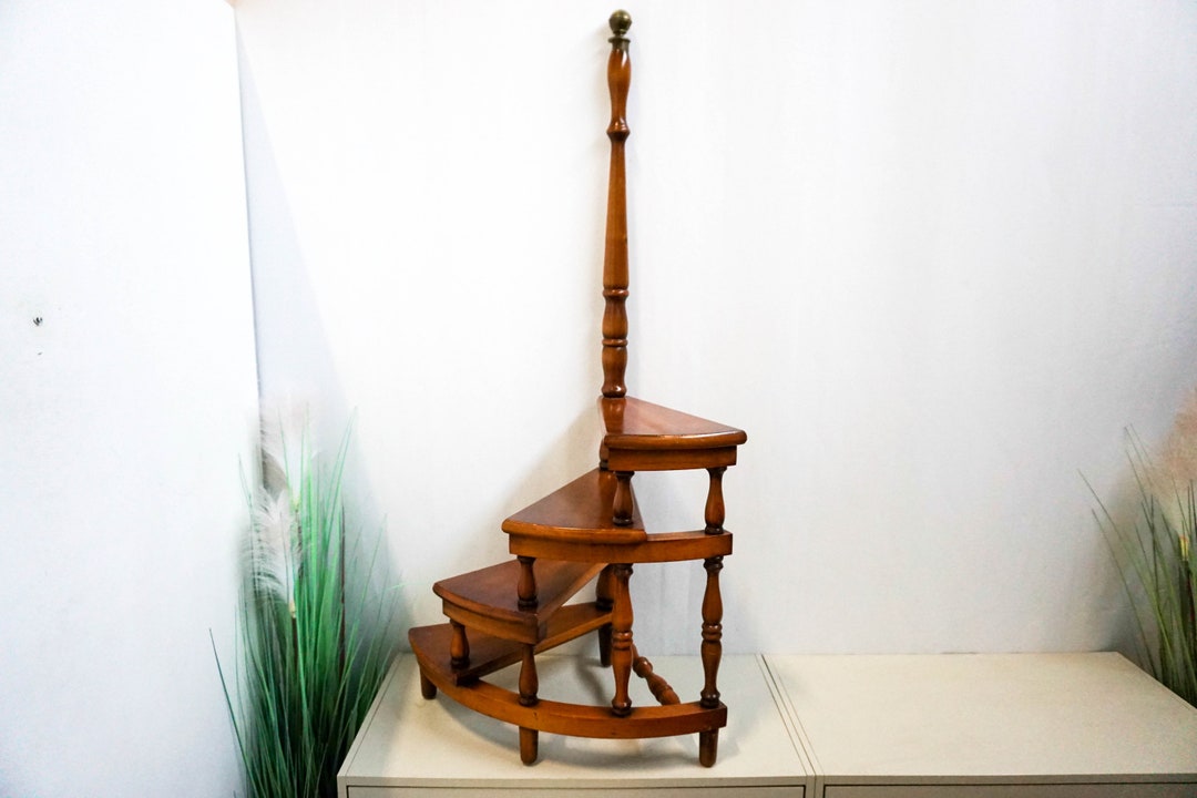 Vintage Wooden Library Staircase, Spiral Stairs, 1960s - Etsy