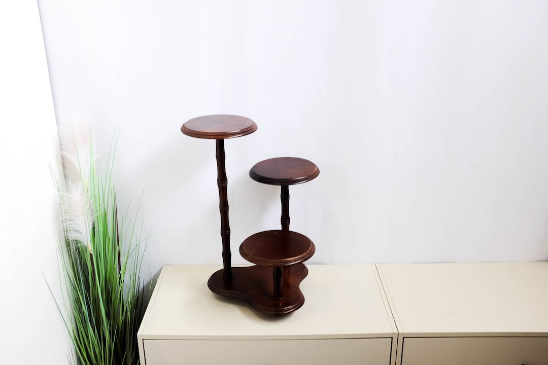 Vintage Wood Plant Stand 3 Tiered Paddle Pedestal Display Spindle - Etsy