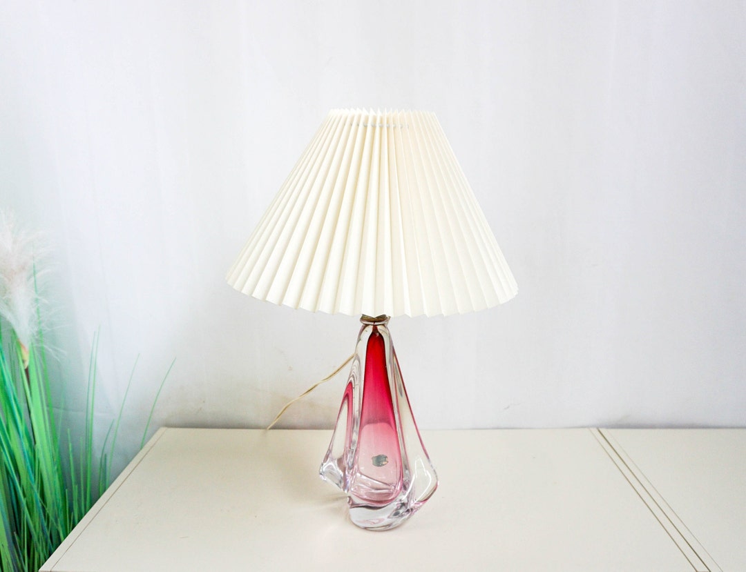 1960s Val Saint Lambert Pink Clear Glass Table Lamp, Table Lamp, Very ...