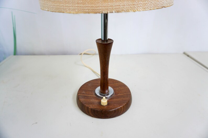 1960s Denmark, Teak Wood Chrome Table Lamp, Very Rare Vintage Table ...