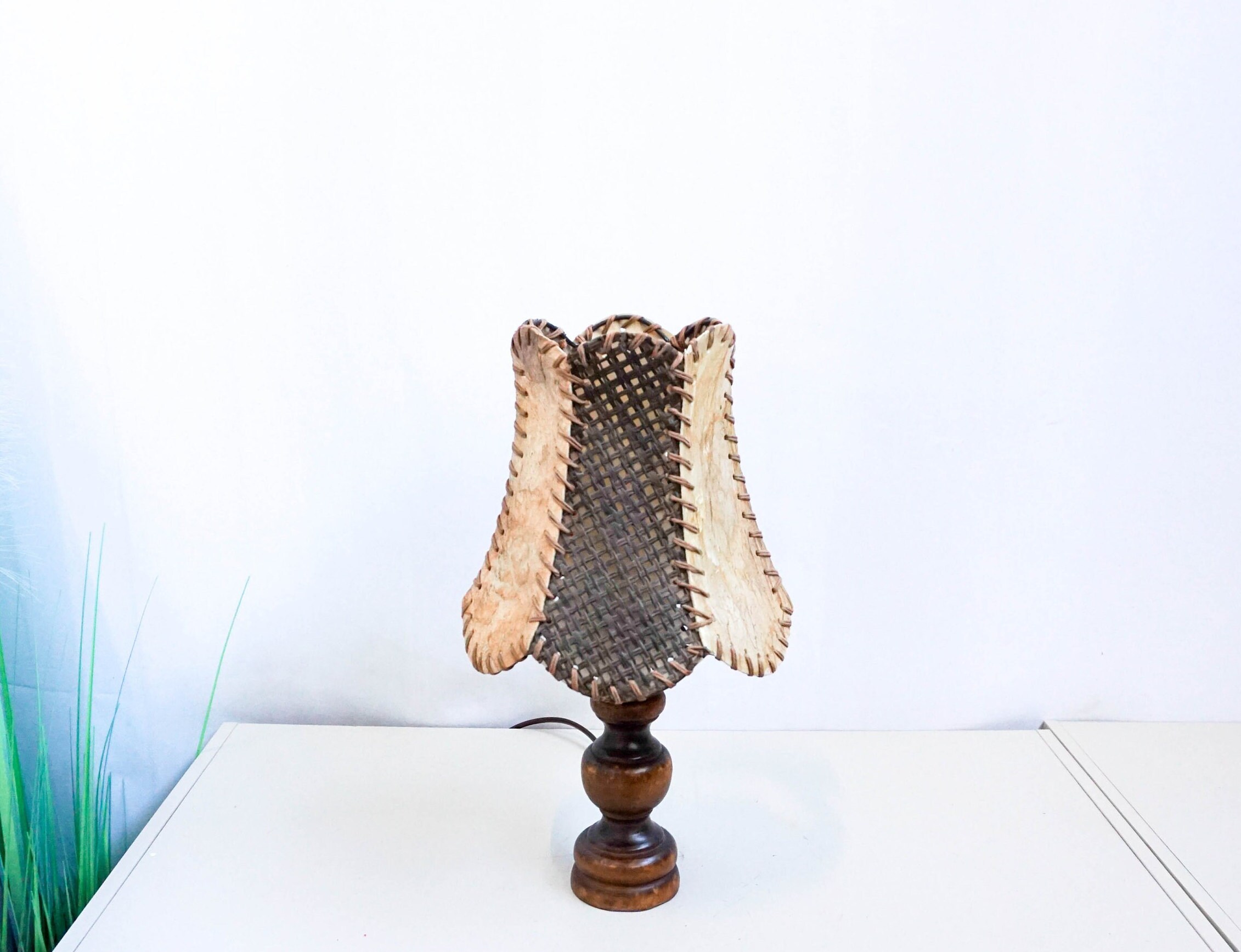 1960s Oak Wood Table Lamp, Vintage Table Lamp 60s, Table Lamp, Dutch ...
