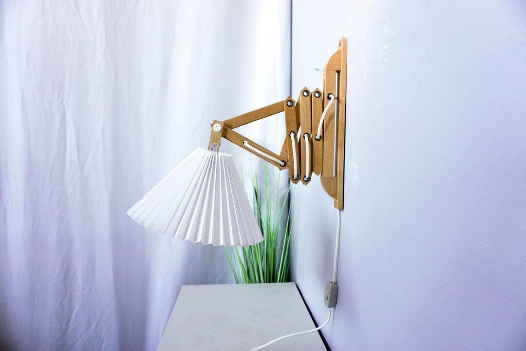 Vintage Danish Wooden Scissor Lamp / Harmonica Lamp, Mid Century Design ...