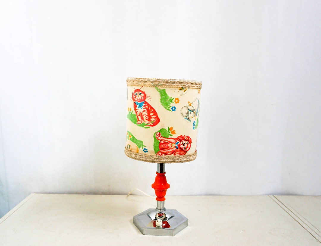 1950s Orange Chrome Table Lamp, Very Rare Vintage Table Lamp 50s, Table ...