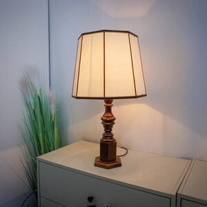 1960s Oak Wood Table Lamp, Very Rare Vintage Table Lamp 60s, Table Lamp ...