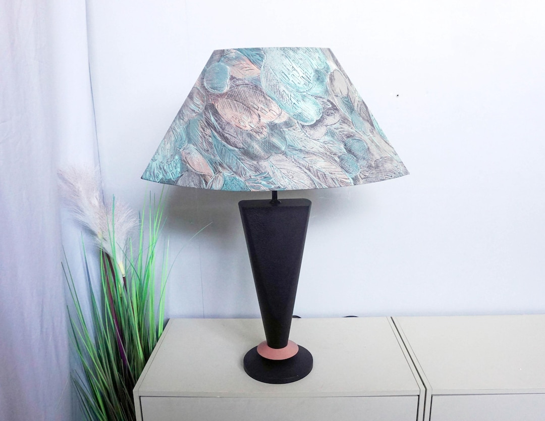 Large Vintage 80s Bony Design, Black and Pink Wood Table Lamp,mid ...
