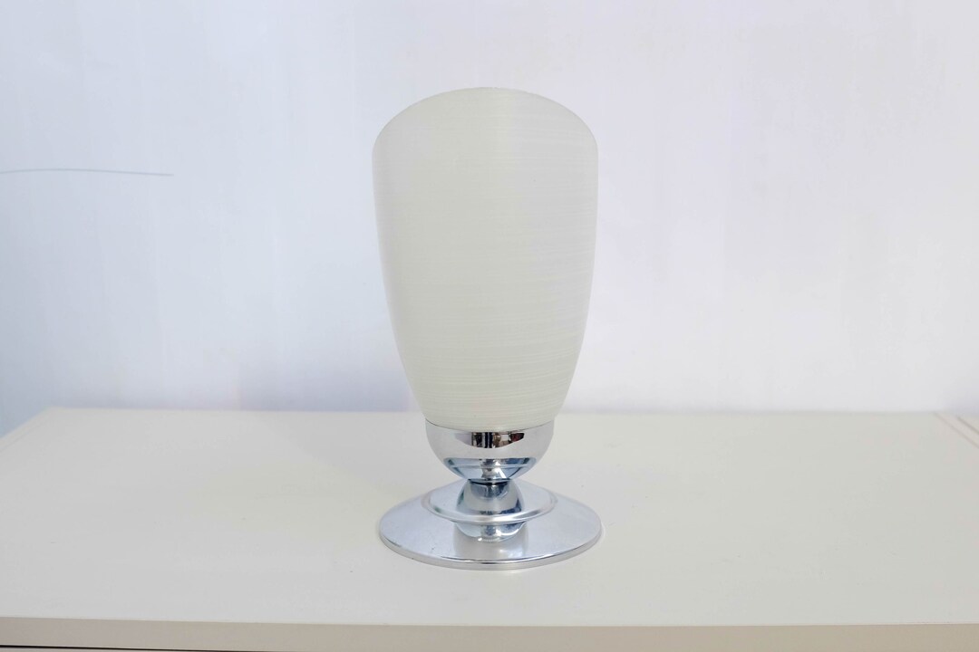 1960s White Etched Glass Table Lamp, Very Rare Vintage Table Lamp 60s ...