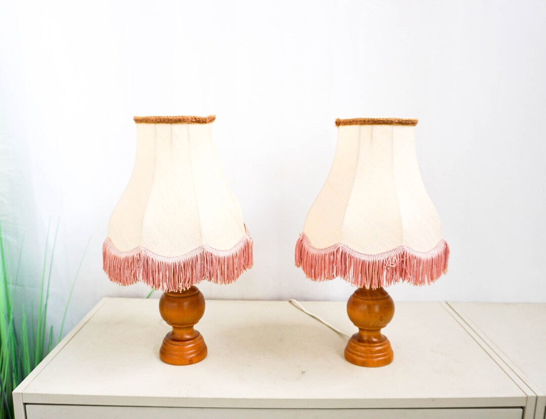 A Set of 1960s Wood Table Lamp, Very Rare Vintage Table Lamp 60s, Table ...