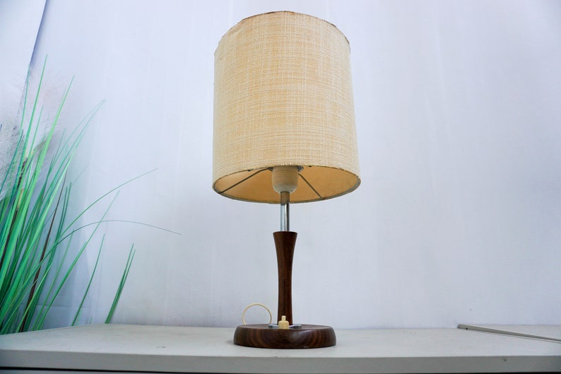 1960s Denmark, Teak Wood Chrome Table Lamp, Very Rare Vintage Table ...