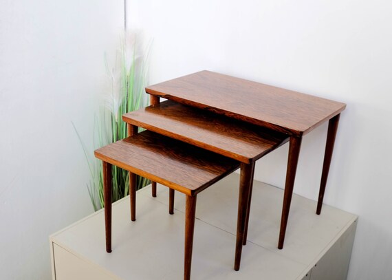 1960s Set of 3 Danish Mid Century Modern Teak Nesting Tables - Etsy