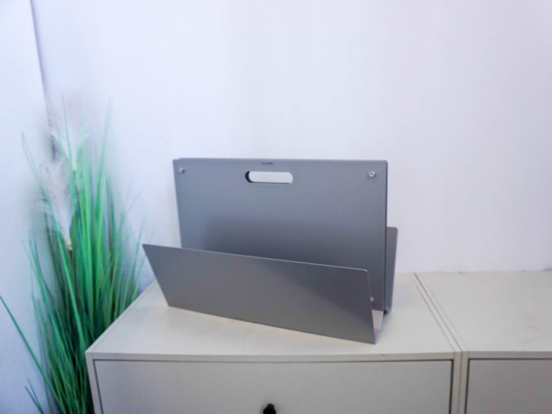 1980s Bony Design, Vintage Magazine Rack, Dutch Design, Silver, Metal ...