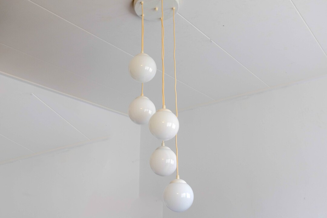Iconic Mid Century Modern Ceiling Lamp, 80s, Massive Belgium, Glass ...