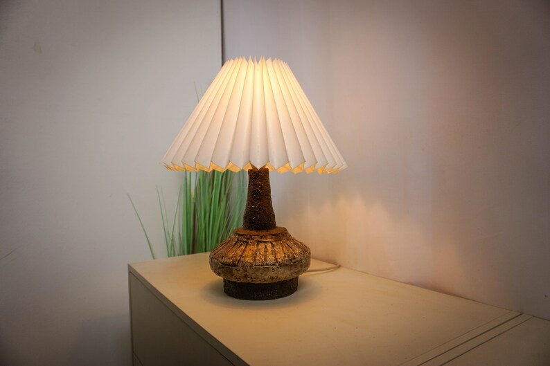 Vintage 60s Danish Ceramic Table Lamp, Mid Century Modern, Brown Gray ...