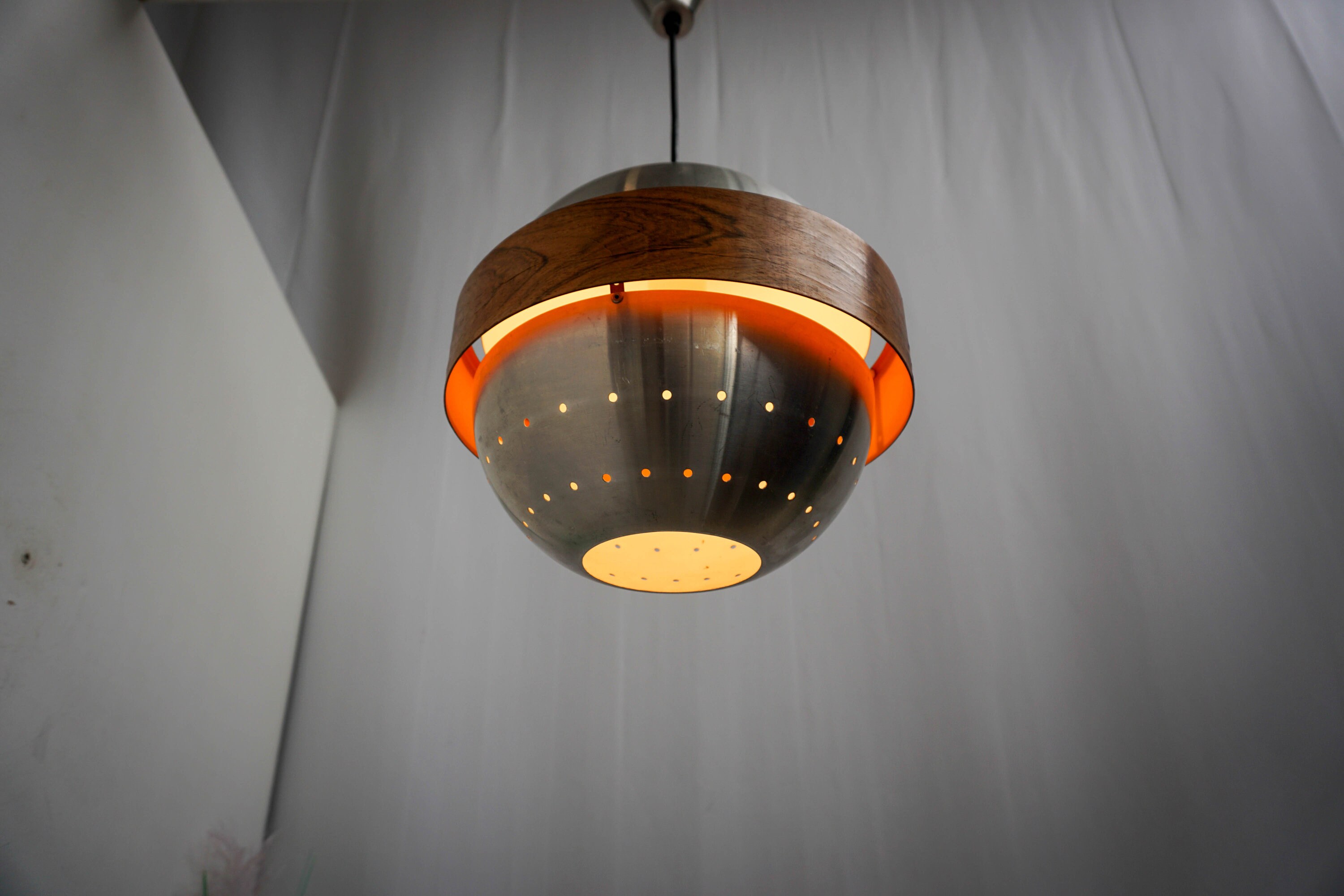 1960s, Dijkstra Lamps, Space Age Design, Brushed Aluminum, Wood Veneer ...