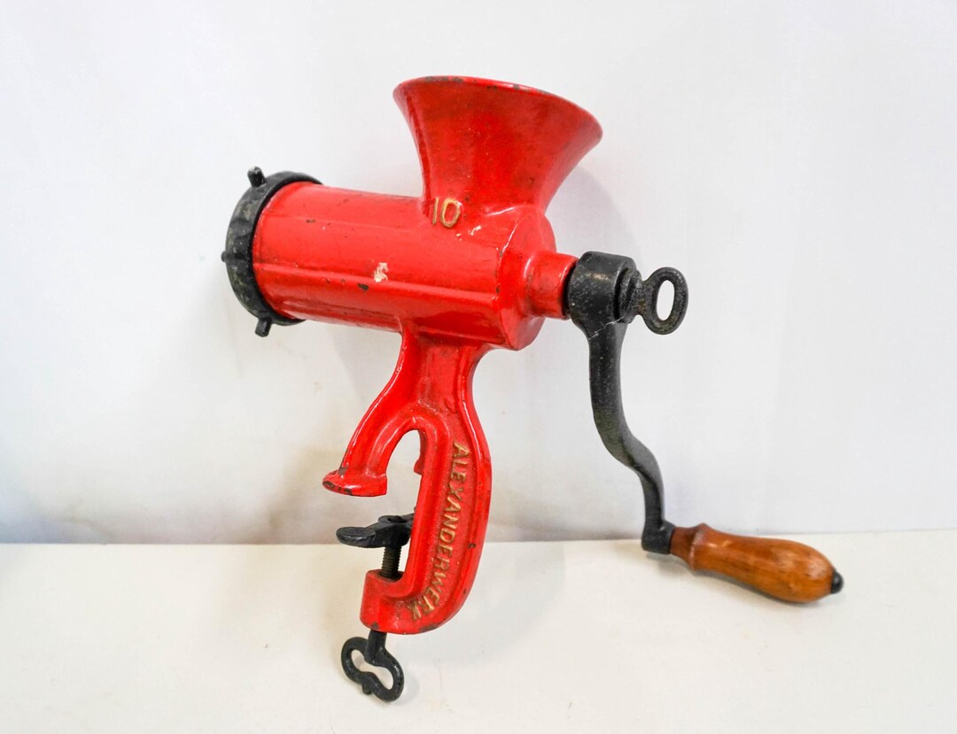 Antique Red and Black Cast Iron Meat Grinder, Alexanderwerk, Made in ...