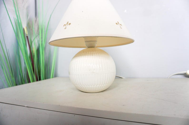 A Vintage 80s Dutch Ceramic Table Lamps, Mid Century Modern, White Base ...