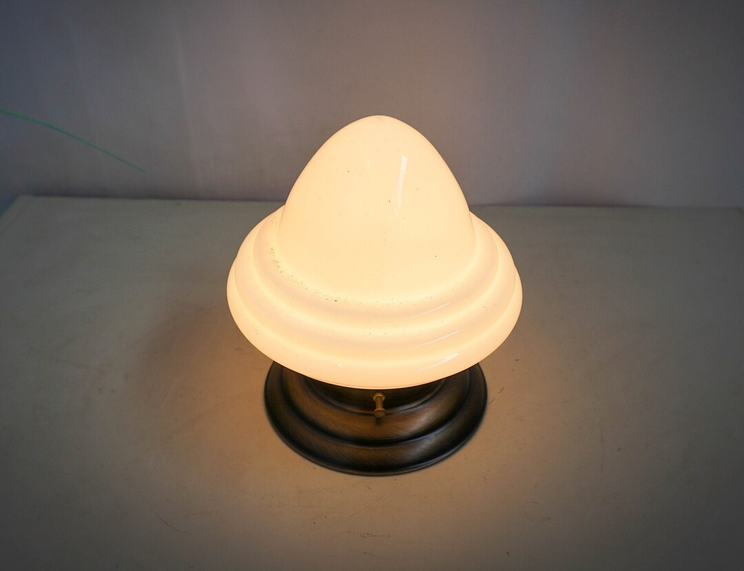 1 Of 2 1980s Opaline Glass Ceiling Light Art Deco Lamp Etsy