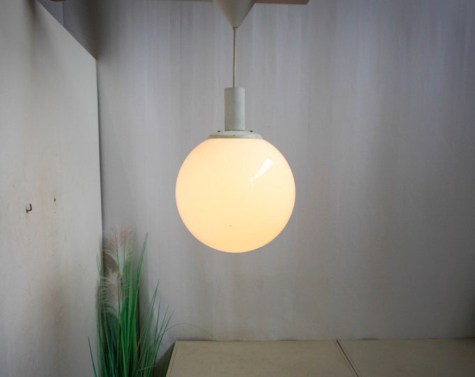 1 of 2 Iconic Mid Century Modern Ceiling Lamp, 80s, School Pendant ...