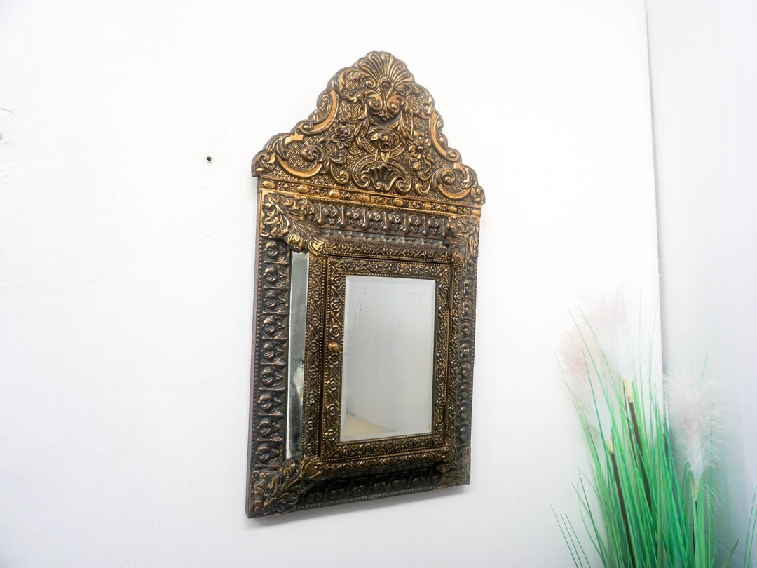Antique Frisian Faceted Mirror Cabinet With Beautiful Frame, Brush ...
