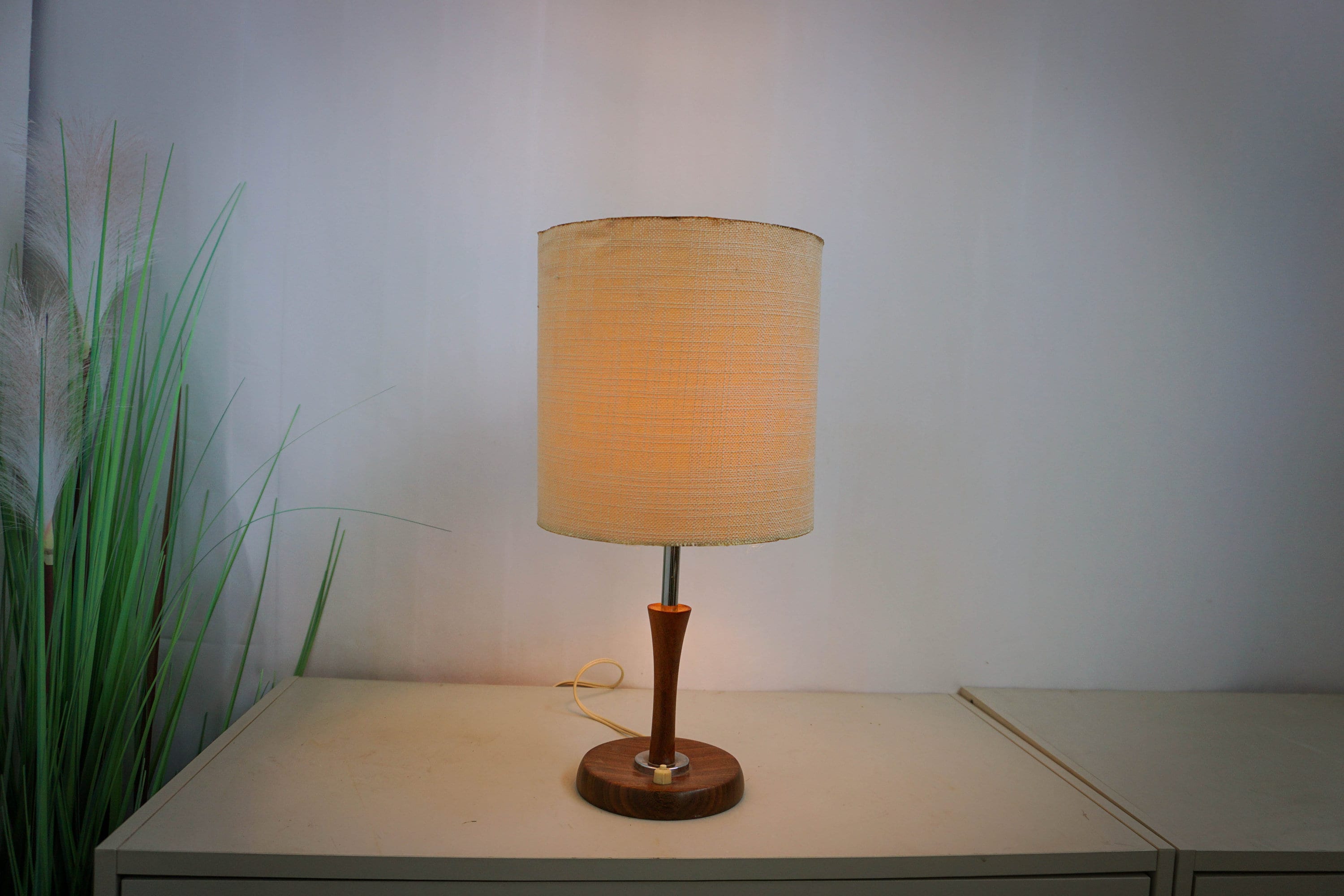 1960s Denmark, Teak Wood Chrome Table Lamp, Very Rare Vintage Table ...