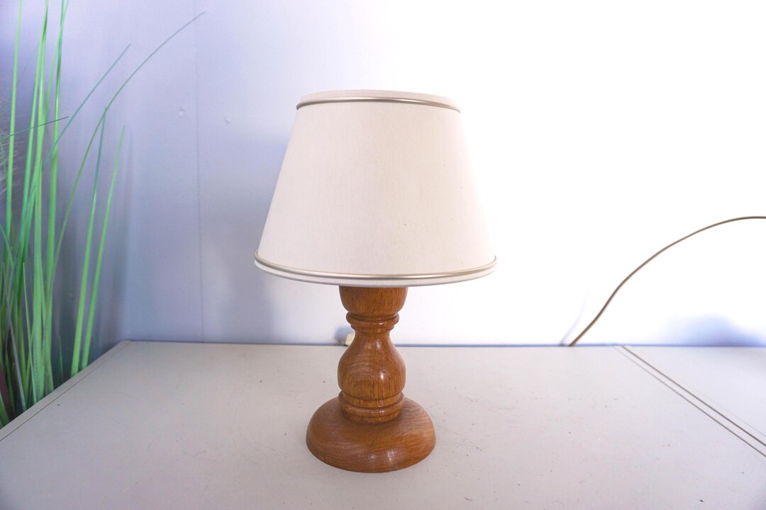 1960s Oak Wood Table Lamp, Very Rare Vintage Table Lamp 60s, Table Lamp ...