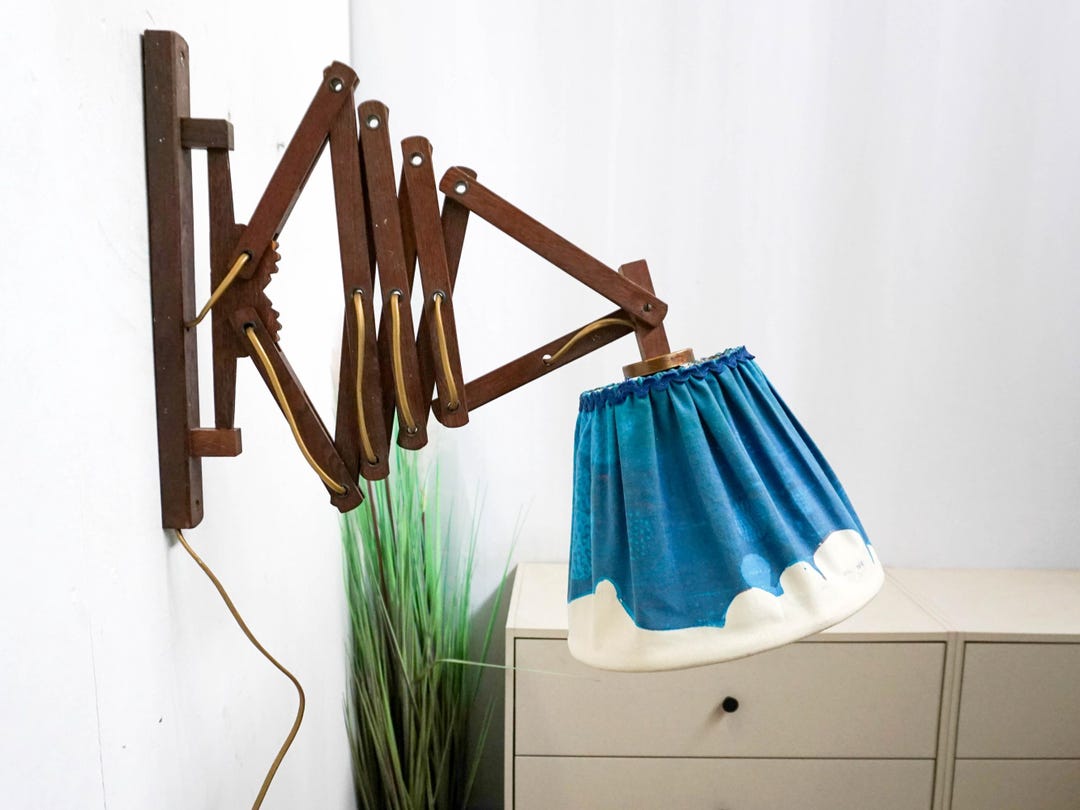 Very Rare Vintage Teak Scissors Lamp / Harmonica Lamp 60s, Wall Lamp ...