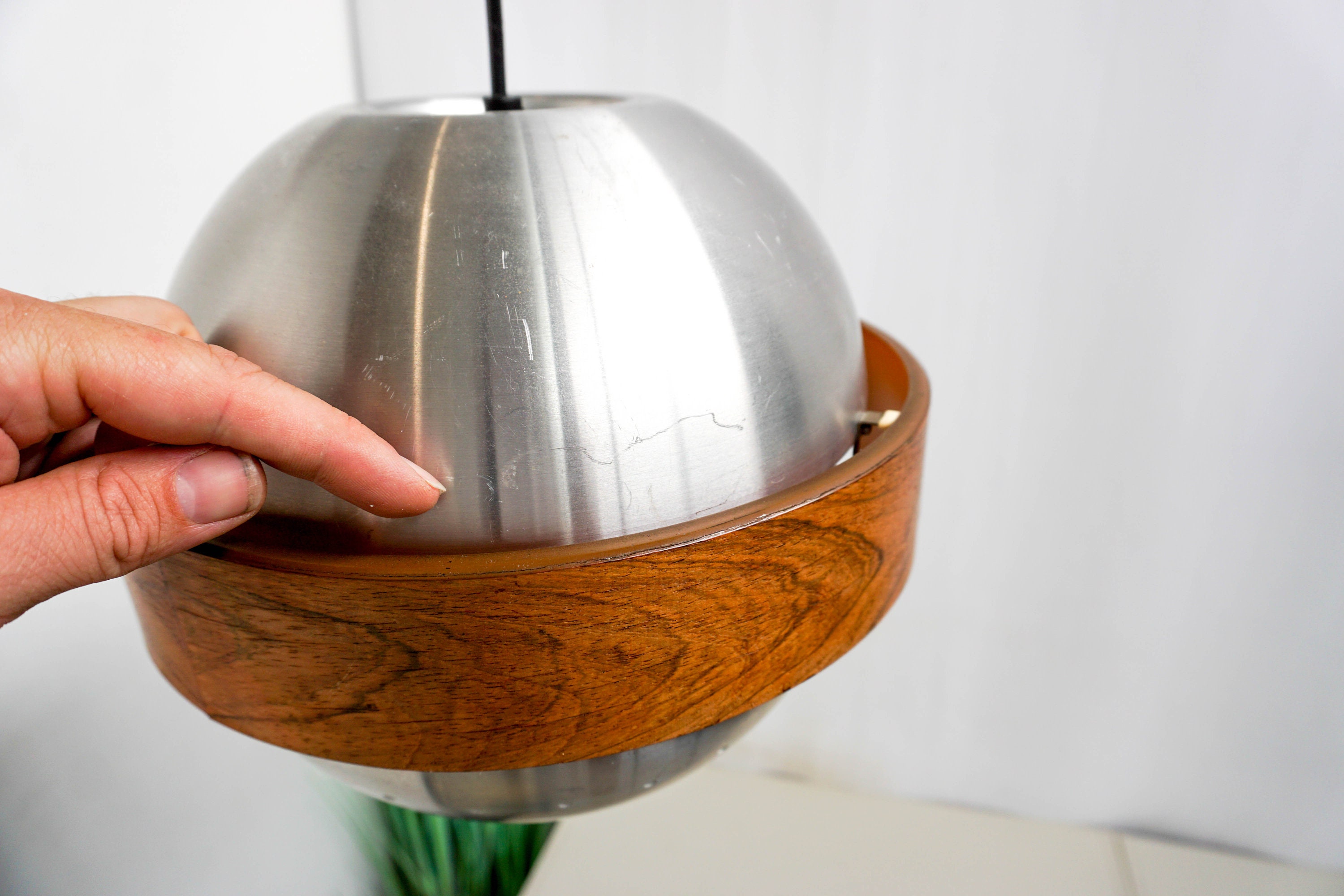 1960s, Dijkstra Lamps, Space Age Design, Brushed Aluminum, Wood Veneer ...