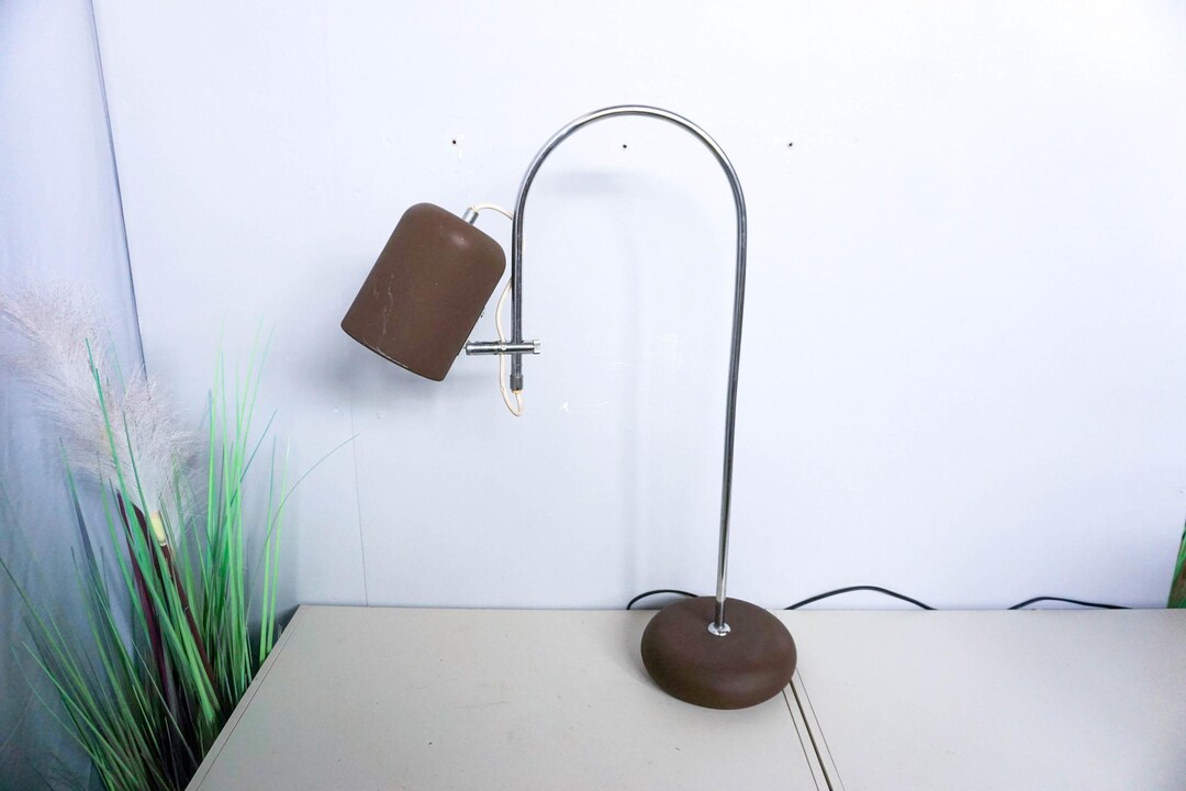 1970s Dijkstra Lamps, Chrome Brown Desk Lamp, Task Lamp, Table Lamp ...