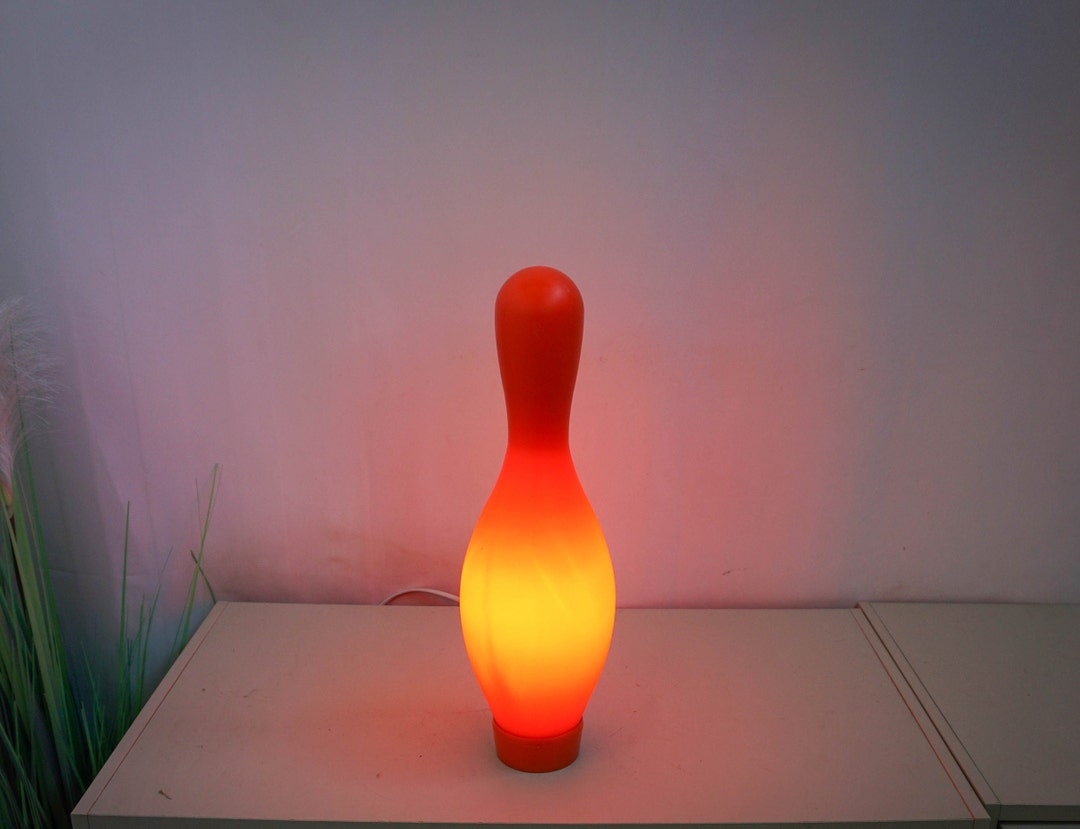 2002 Willemse Lighting, Orange Bowling Pin Lamp, Plastic, Pop Art - Etsy