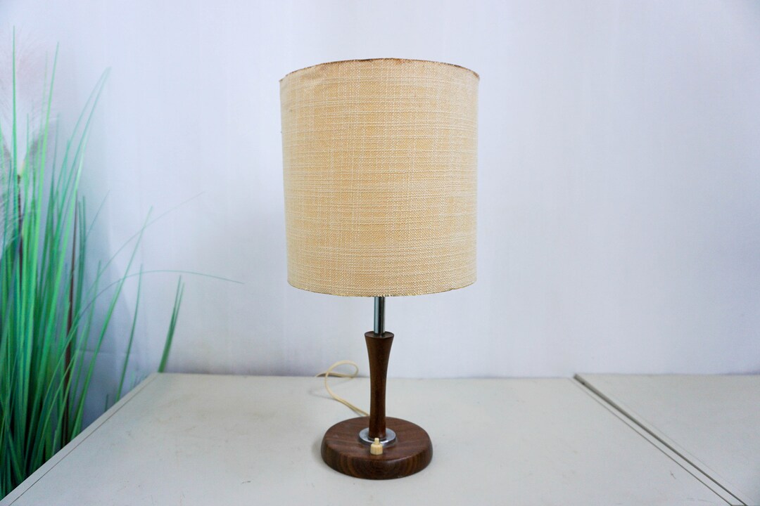 1960s Denmark, Teak Wood Chrome Table Lamp, Very Rare Vintage Table ...