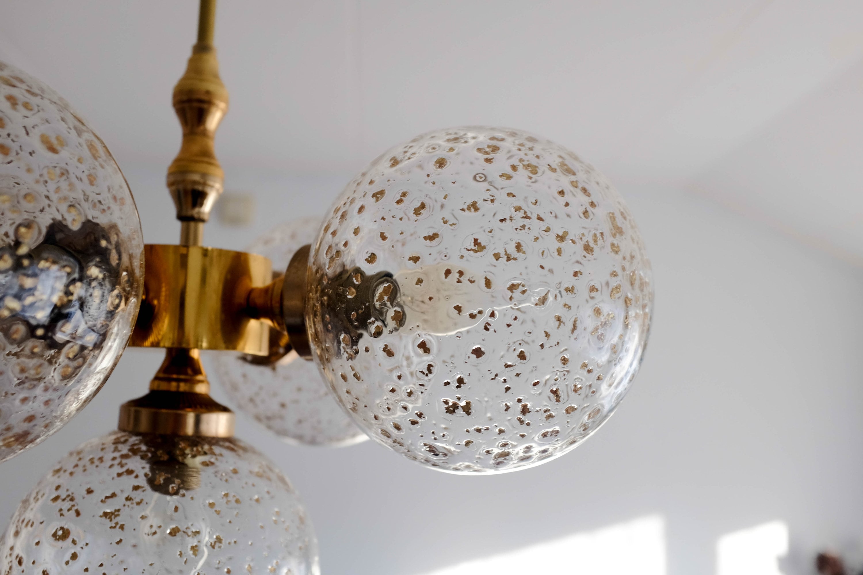 1960s , Space Age Design, Vintage Pendant Lamp, Glass Globes, Gold Look ...