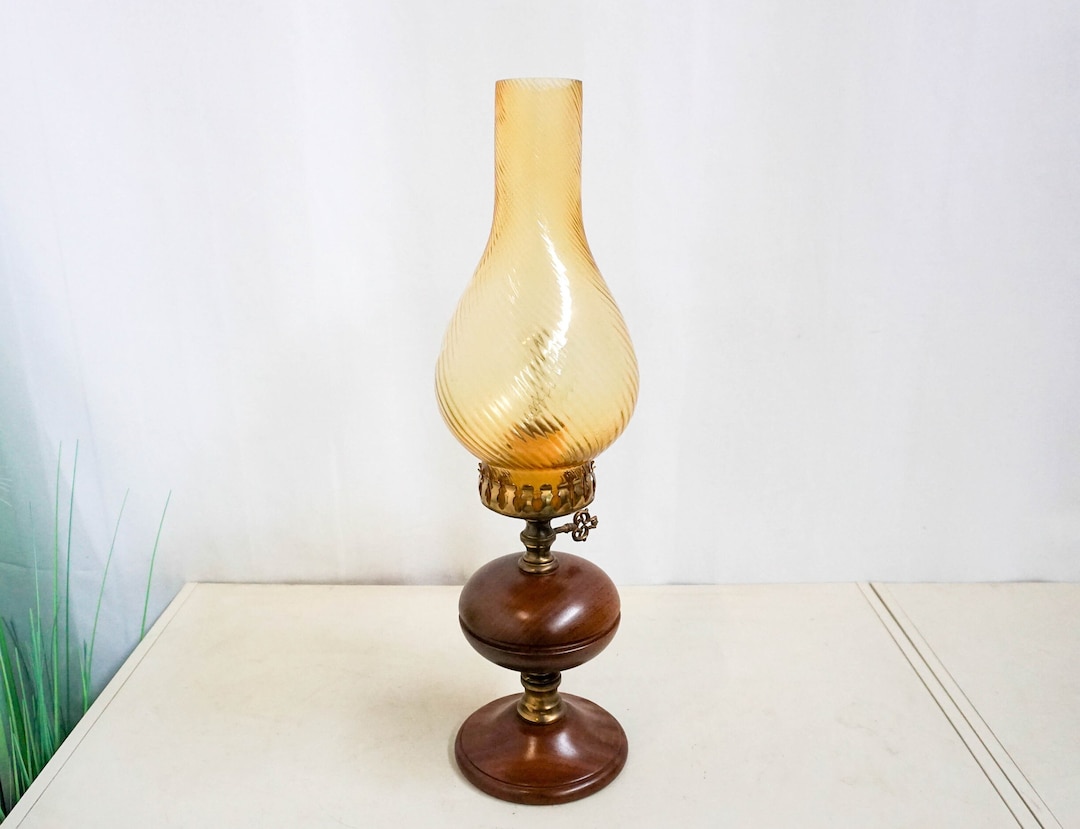 1960s Denmark,teak Wood Brass and Glass Table Lamp, Very Rare Vintage ...