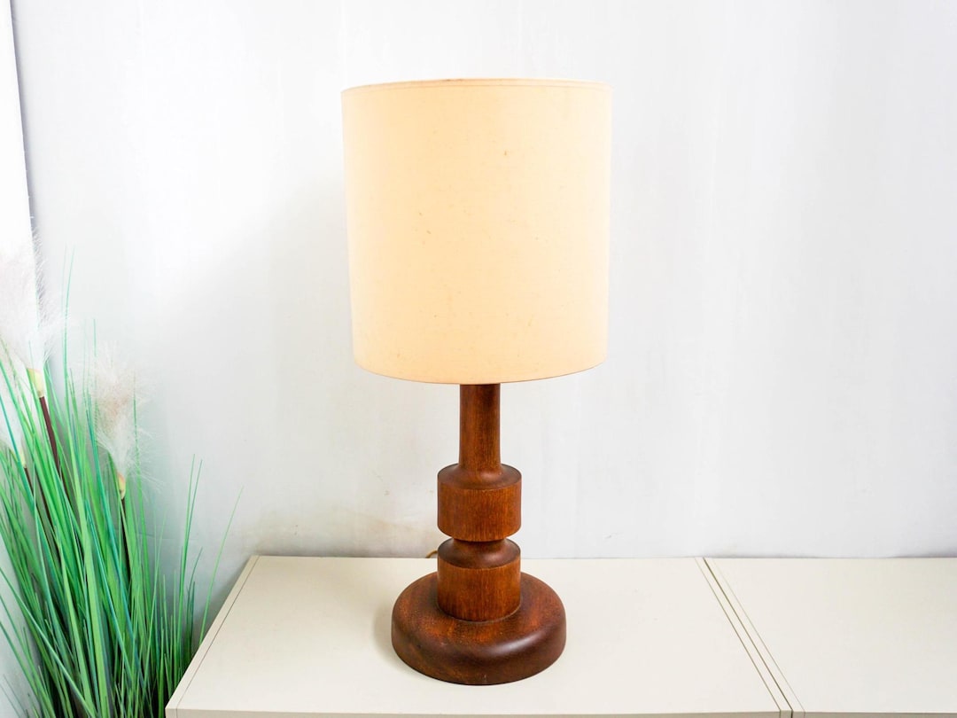 Large 1960s Denmark,teak Wood Table Lamp, Very Rare Vintage Table Lamp ...