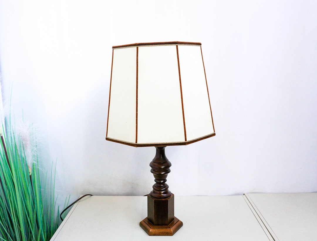 1960s Oak Wood Table Lamp, Very Rare Vintage Table Lamp 60s, Table Lamp ...