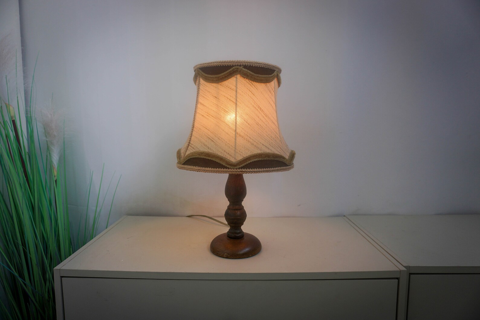 1960s Oak Wood Table Lamp, Very Rare Vintage Table Lamp 60s, Table Lamp ...
