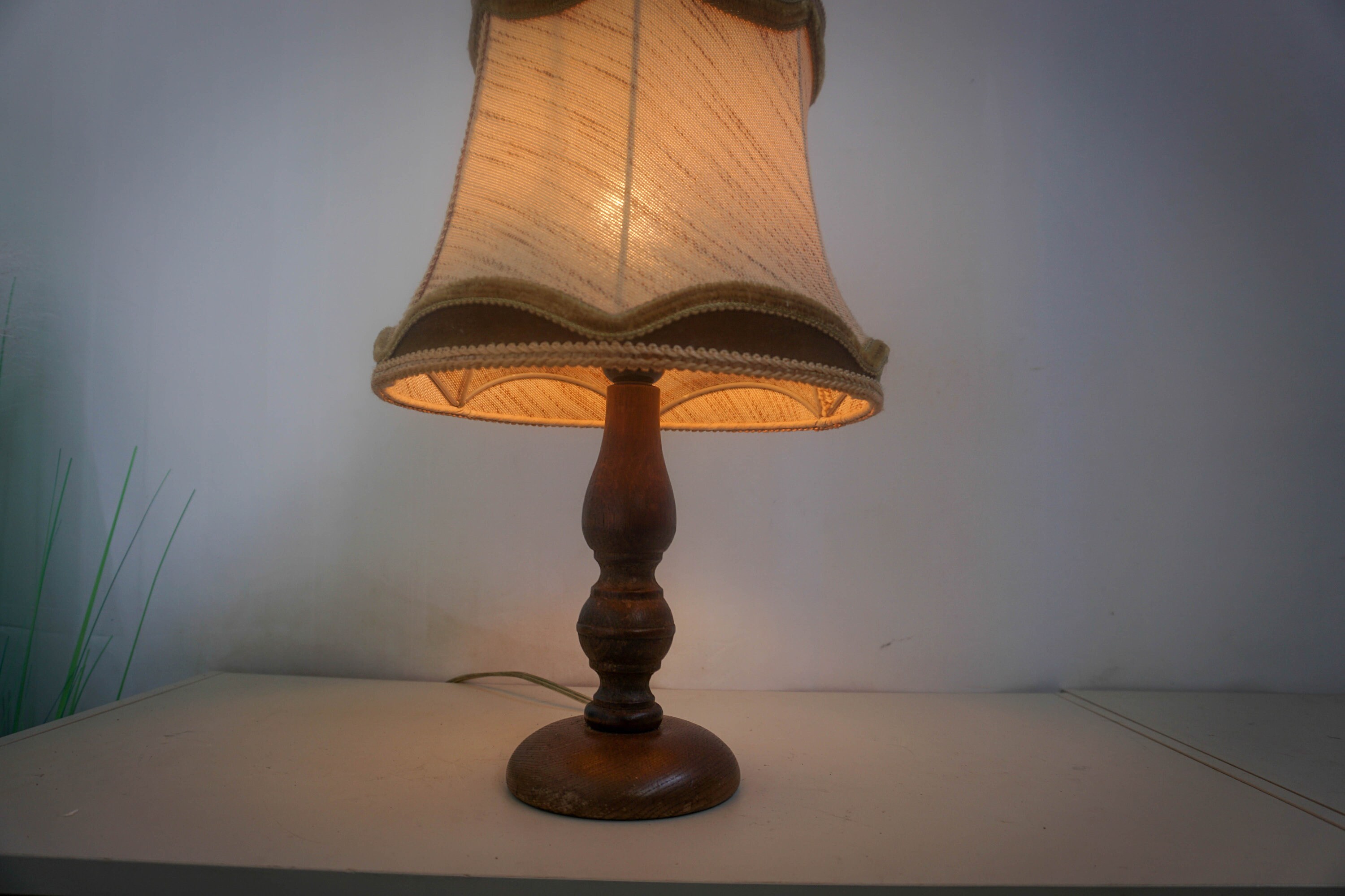 1960s Oak Wood Table Lamp, Very Rare Vintage Table Lamp 60s, Table Lamp ...