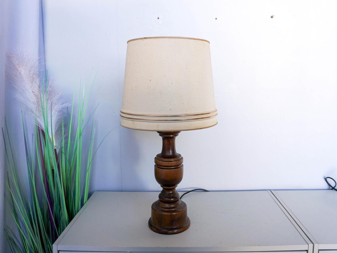1960s Oak Wood Table Lamp, Very Rare Vintage Table Lamp 60s, Table Lamp ...