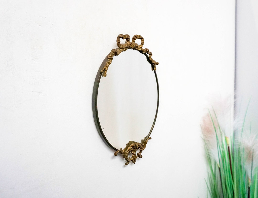Small Art Nouveau Brass Mirror - Etsy