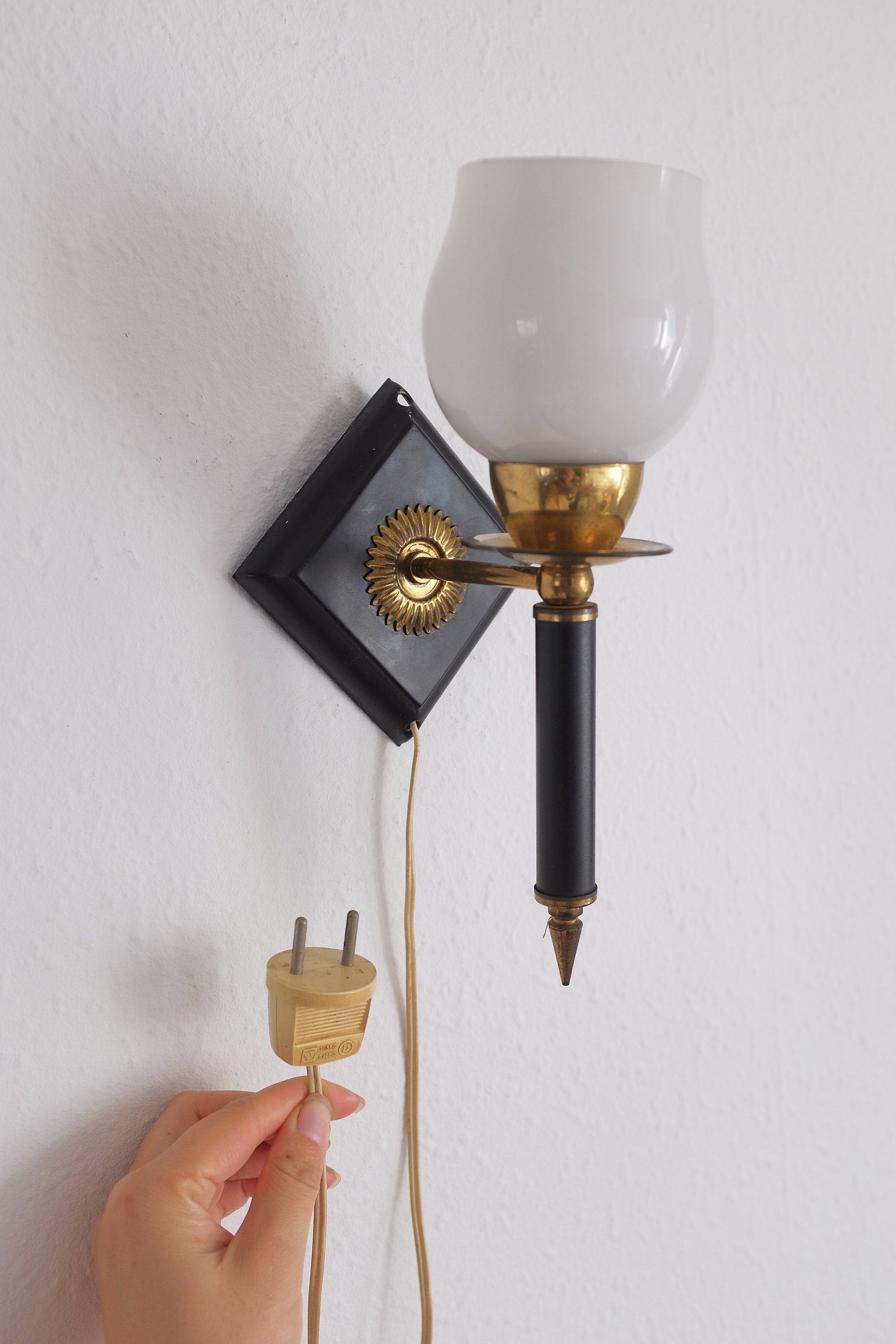 Mid Century Black Metal Wall Mounted Arm Lamp, Danish Modern Lighting ...
