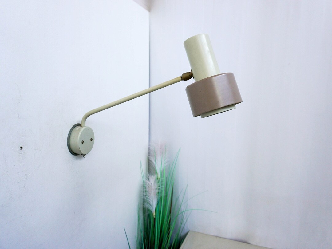 1960s Wall Lamp, Dutch Design, Mid Century Design Lamp, Brown White ...