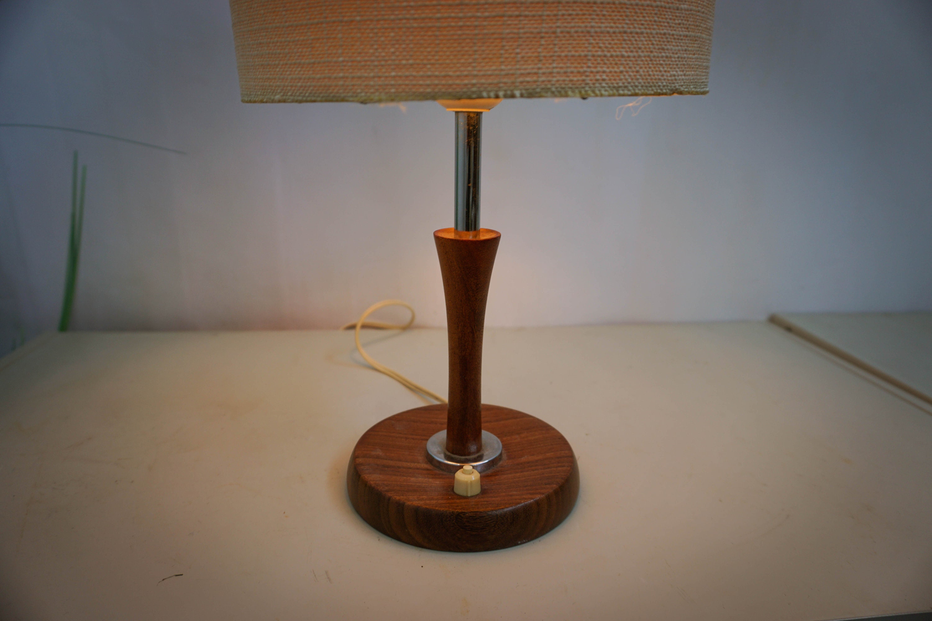 1960s Denmark, Teak Wood Chrome Table Lamp, Very Rare Vintage Table ...