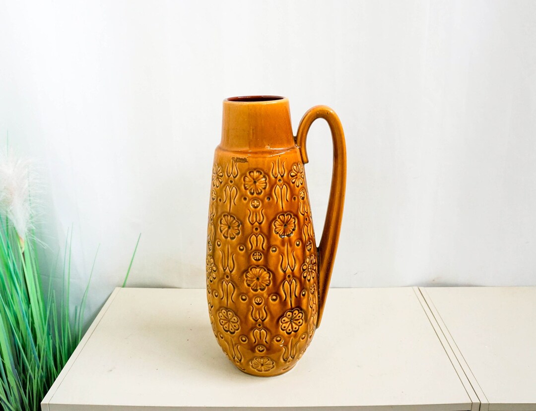 Large West Germany Vase, Fat Lava Vase, West German Pottery, Mid ...