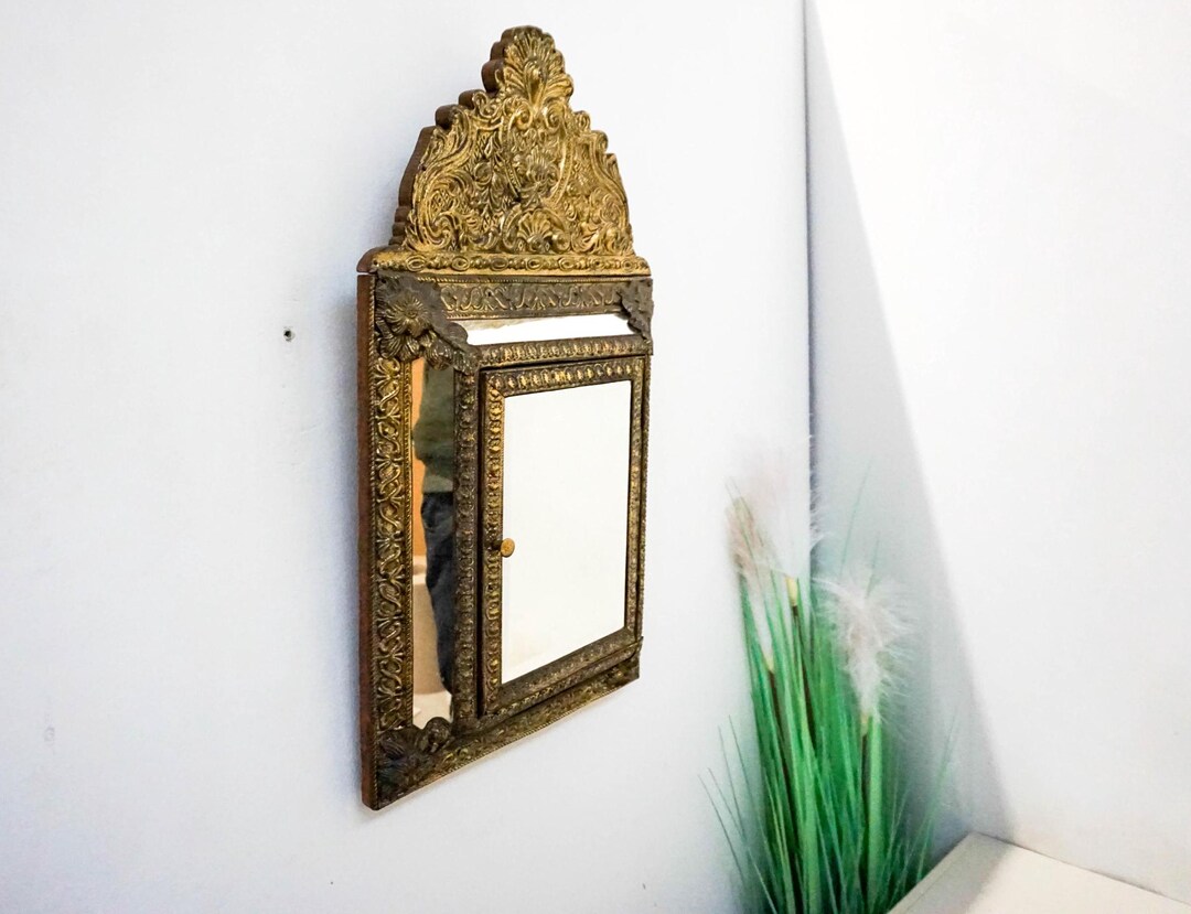 Antique Frisian Faceted Mirror Cabinet With Beautiful Frame, Brush ...