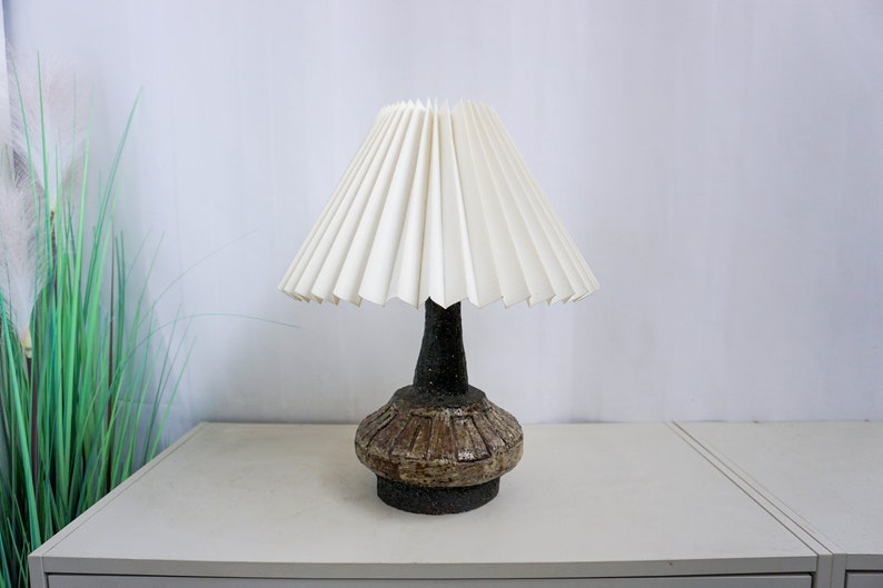Vintage 60s Danish Ceramic Table Lamp, Mid Century Modern, Brown Gray ...