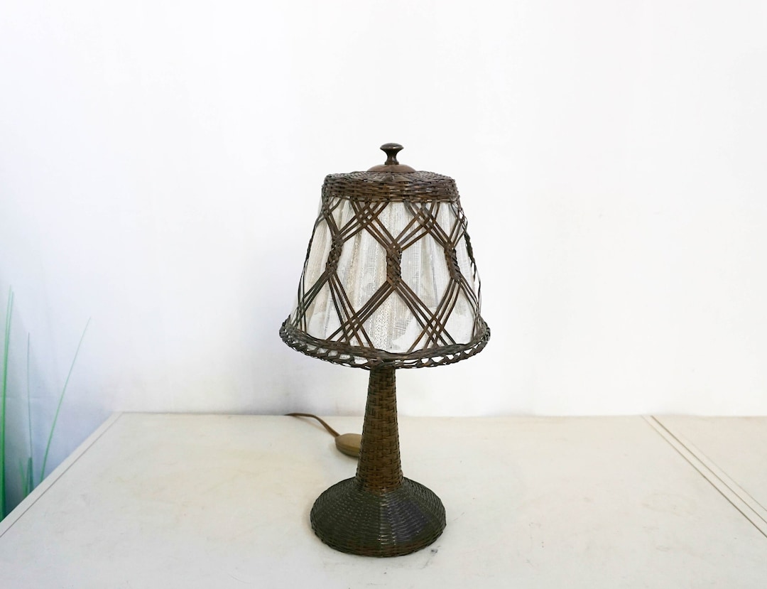 1960s Rattan Table Lamp, Very Rare Vintage Table Lamp 60s, Table Lamp ...