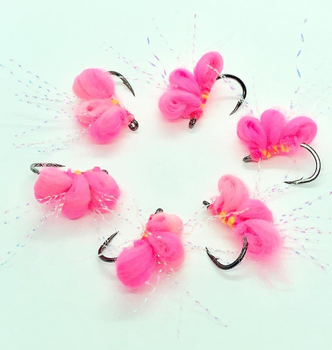 Egg Cluster Pattern Flies UV Pink Size 4 Qty.6 Salmon Flies, Steelhead ...