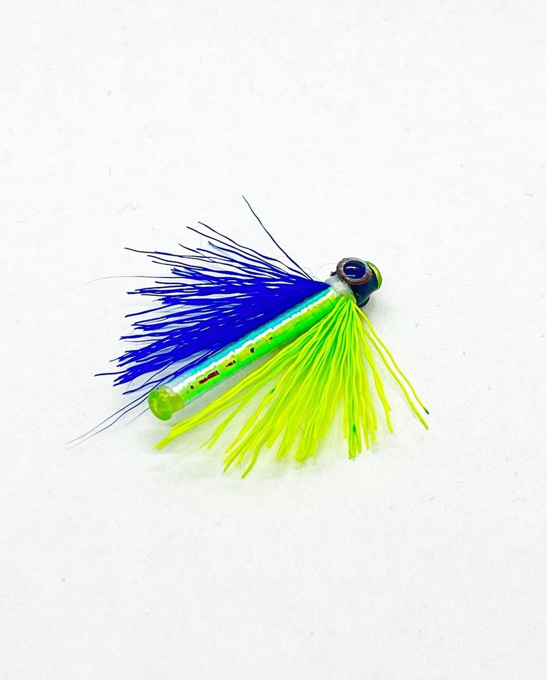 Blue & Chartreuse Bucktail Trolling Fly: Steelhead/salmon/trout - Etsy