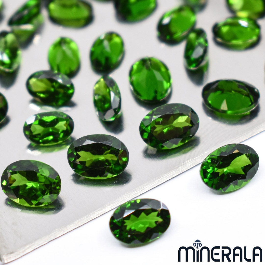 Natural Green Chrome Diopside Gemstone Loose Oval Faceted for Settings ...