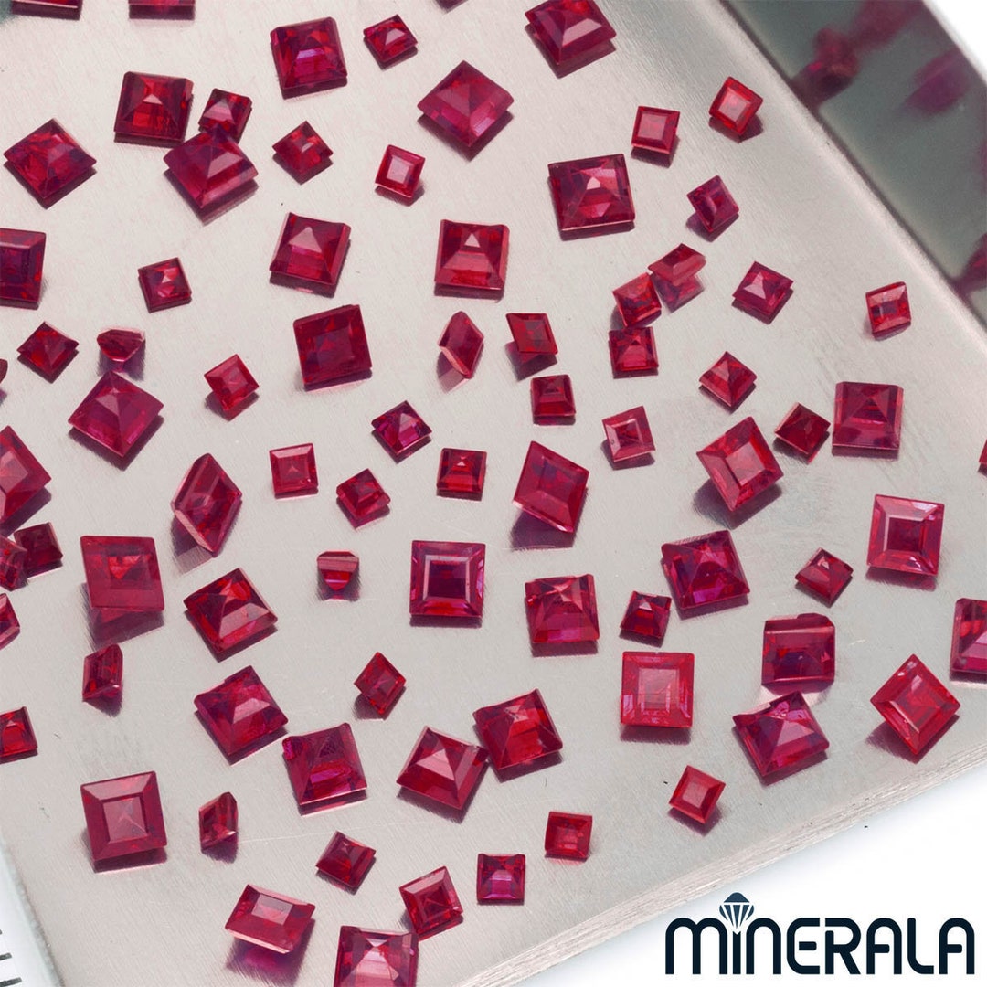 Natural Burma Ruby Loose Gemstone Faceted Square Shape Various Sizes ...