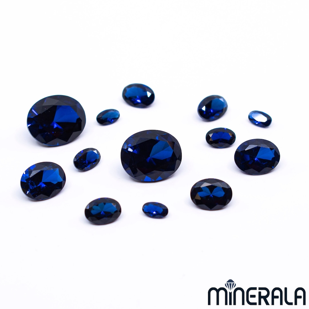 Blue Sapphire Corundum Oval Faceted 3x5mm-10x14mm Lab Created Gemstone ...