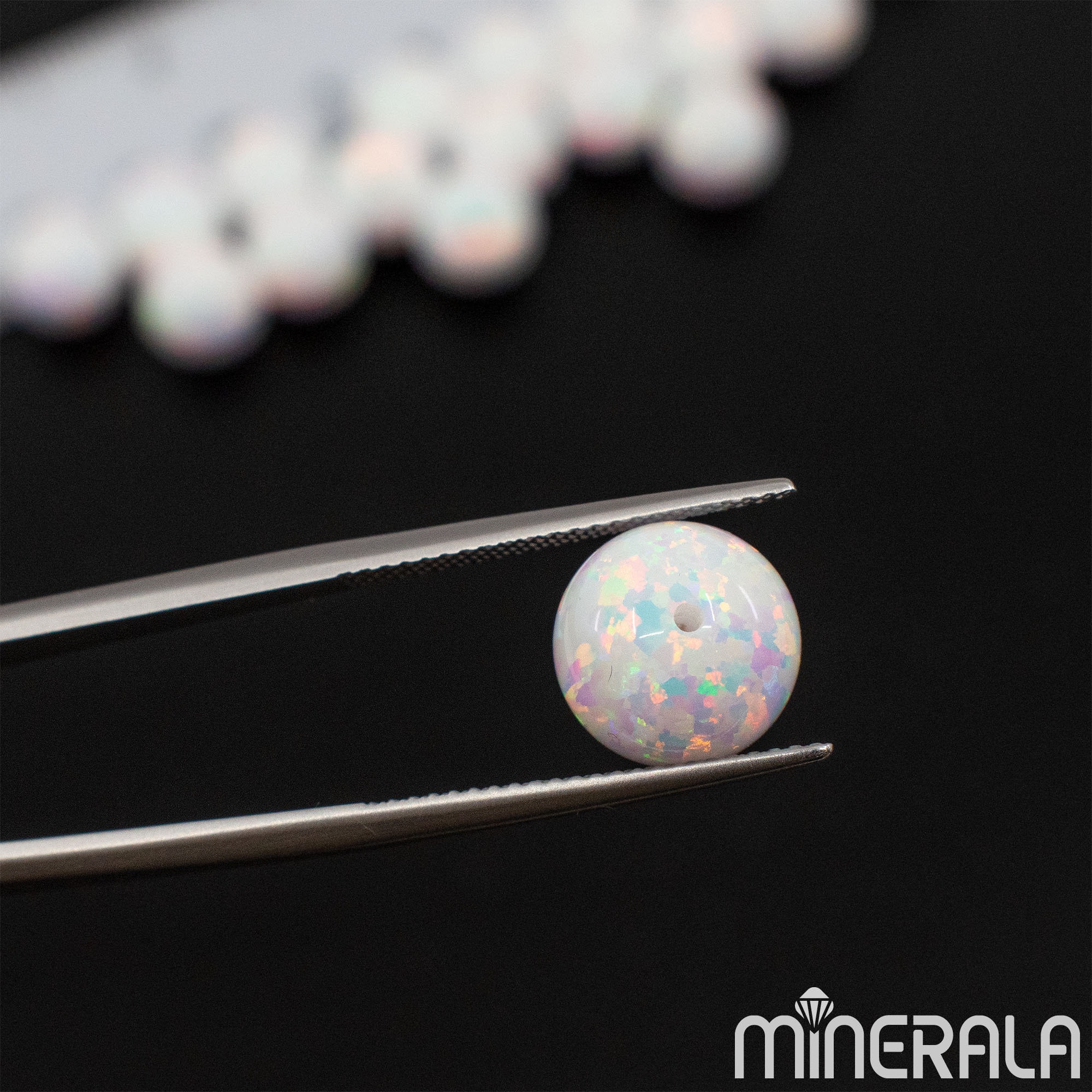 White Lab Created Synthetic Sparkling Loose Opal Round Beads | Etsy